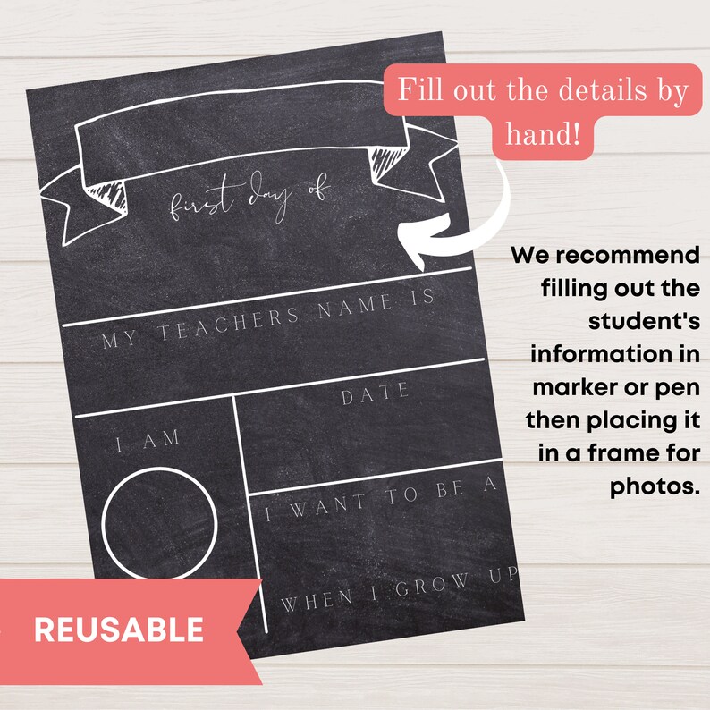 Chalkboard First Day of School Sign Printable Back to School Reusable ...