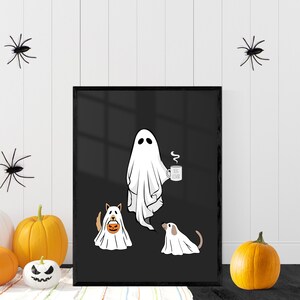 Halloween Ghost and Dog Wall Art Printable | Ghost Dog Lover Home Decor ...