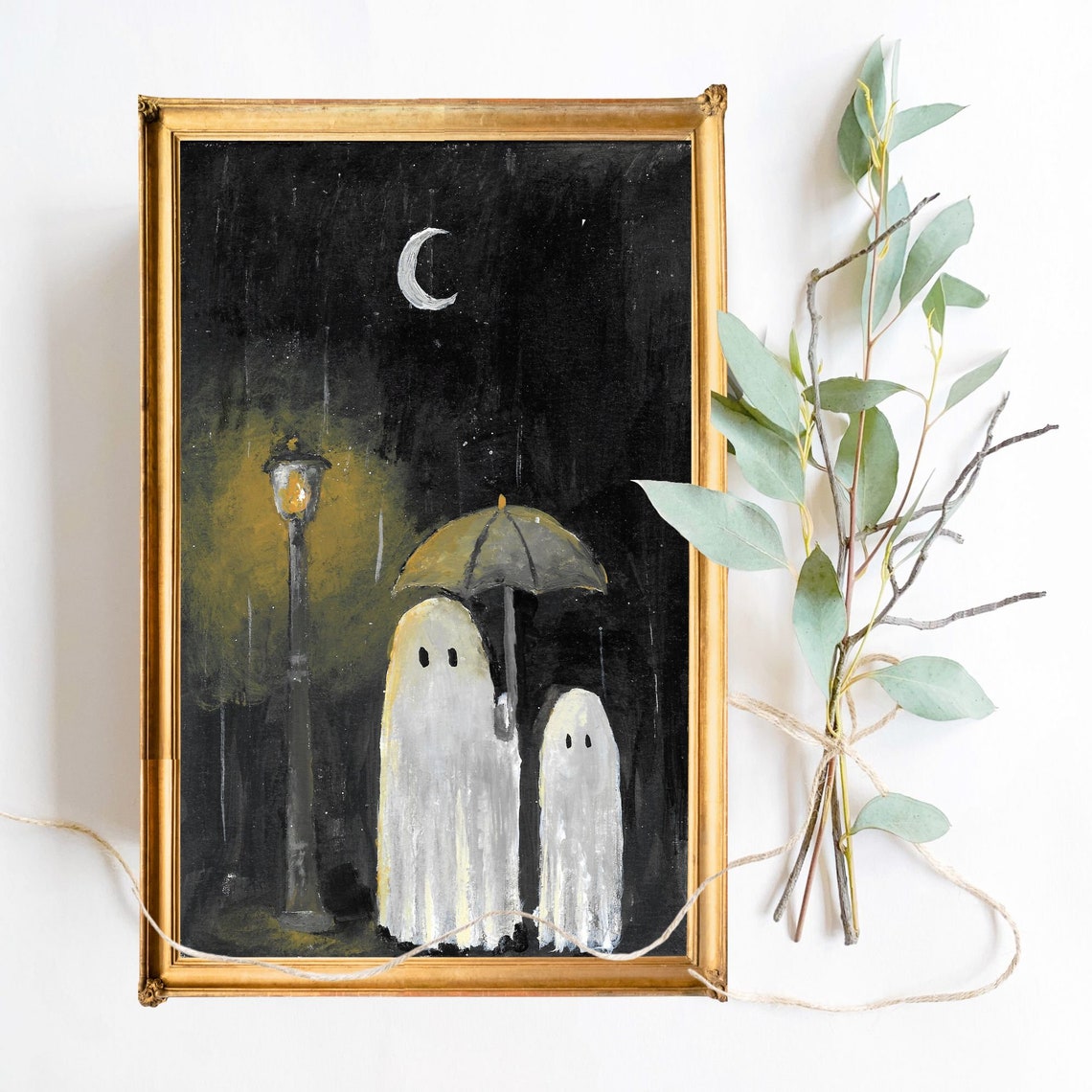 Hand Painted Halloween Ghost Art Digitalize Design Halloween Rainy ...