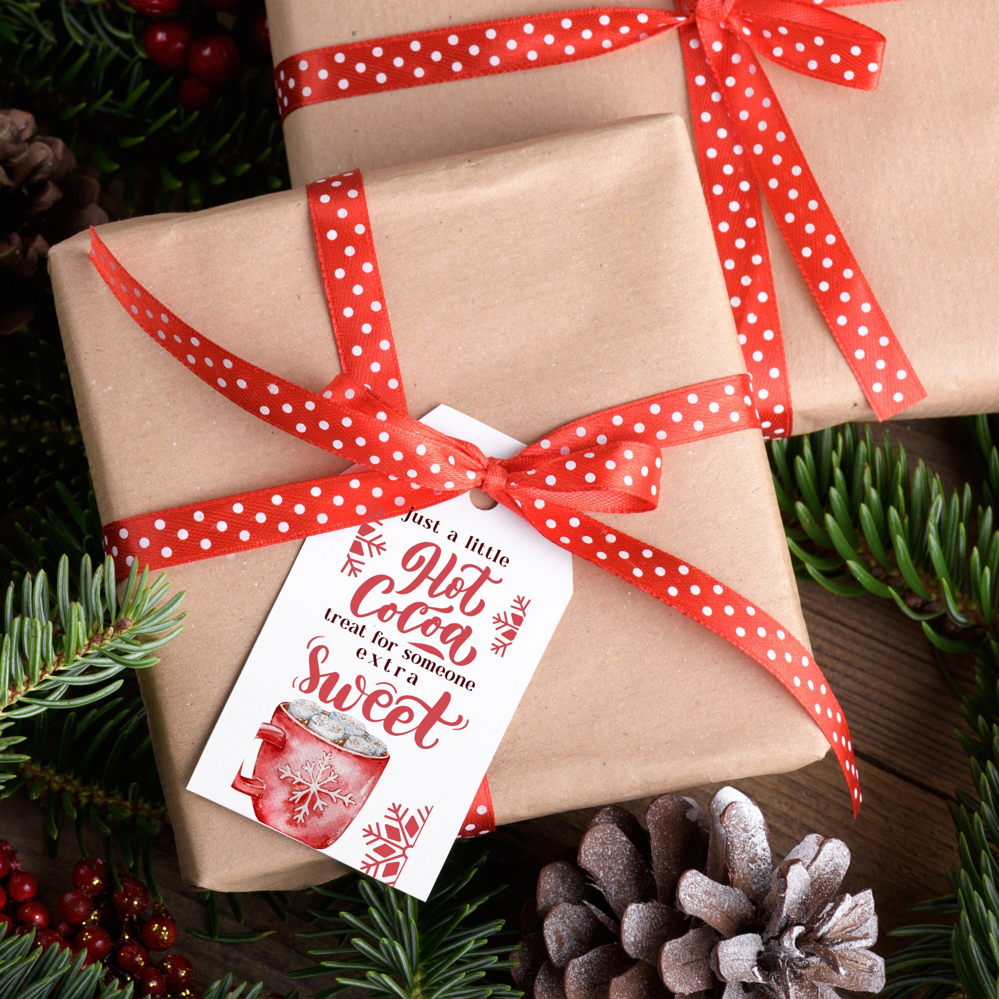 Printable Holiday Red Gift Tag Just A Little Hot Cocoa Treat for ...