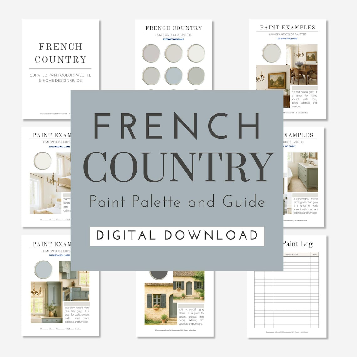 French Country Color Palette and Guide Printable, Sherwin Williams ...