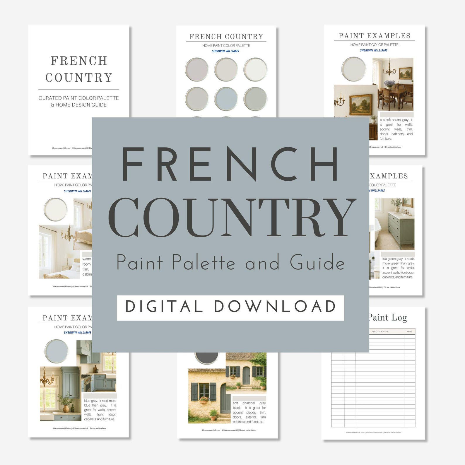 French Country Color Palette and Guide Printable, Sherwin Williams ...