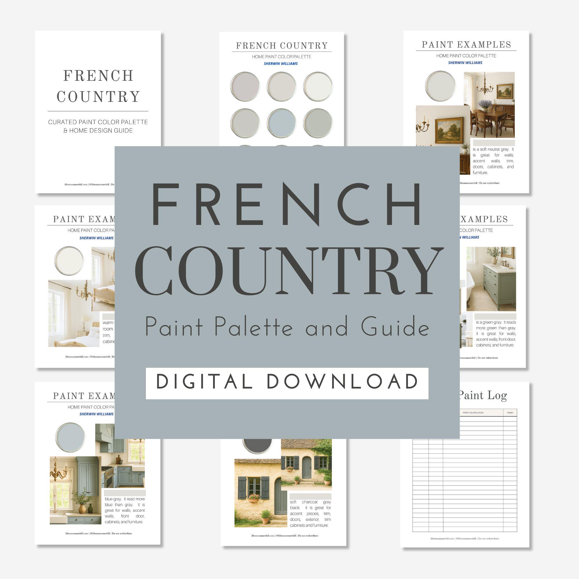 French Country Color Palette and Guide Printable, Sherwin Williams ...