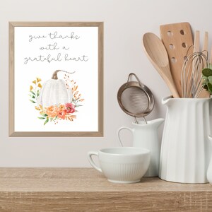 Give Thanks With A Grateful Heart Wall Art Printable, Watercolor ...