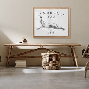 Custom Vintage Bunny Rabbit Inn Sign Digital Wall Art Personalized ...