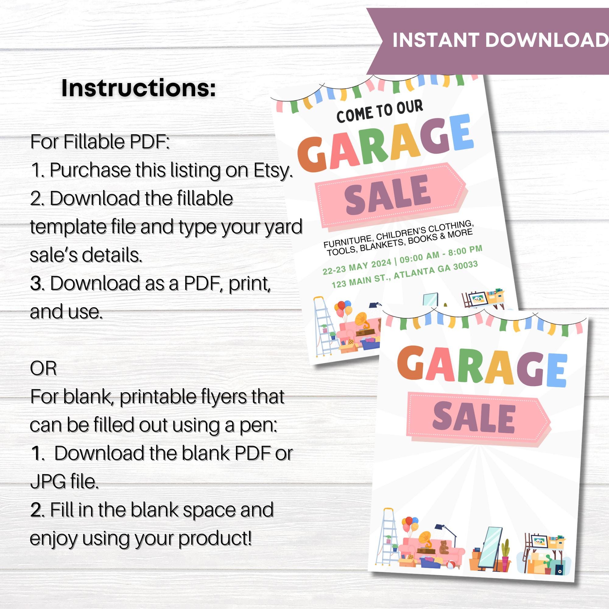 Editable Garage Sale Flyer Template | Neighborhood Yard Sale Sign ...