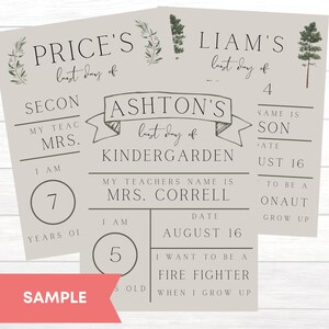 Set of 3 Last Day of School Sign Printable Minimalist Gender Neutral ...