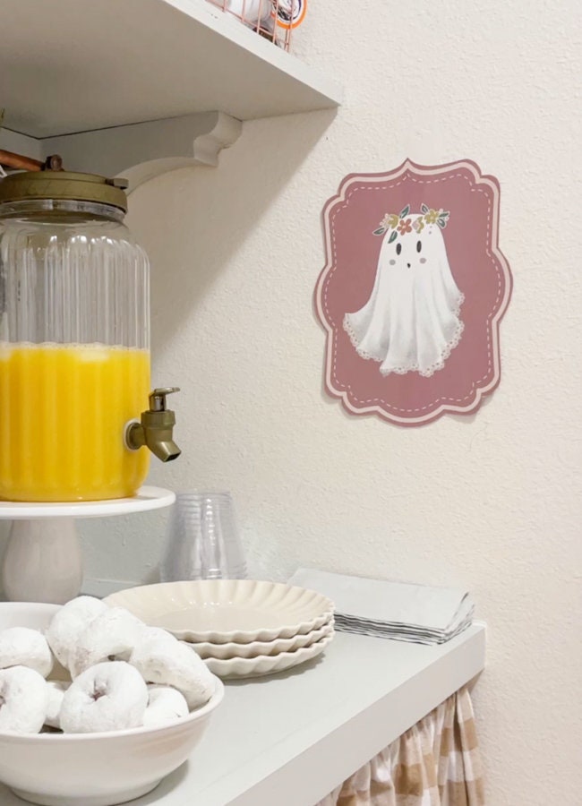 Vintage Pastel Ghost Art Printable Pink Halloween Decor Retro Pastel ...