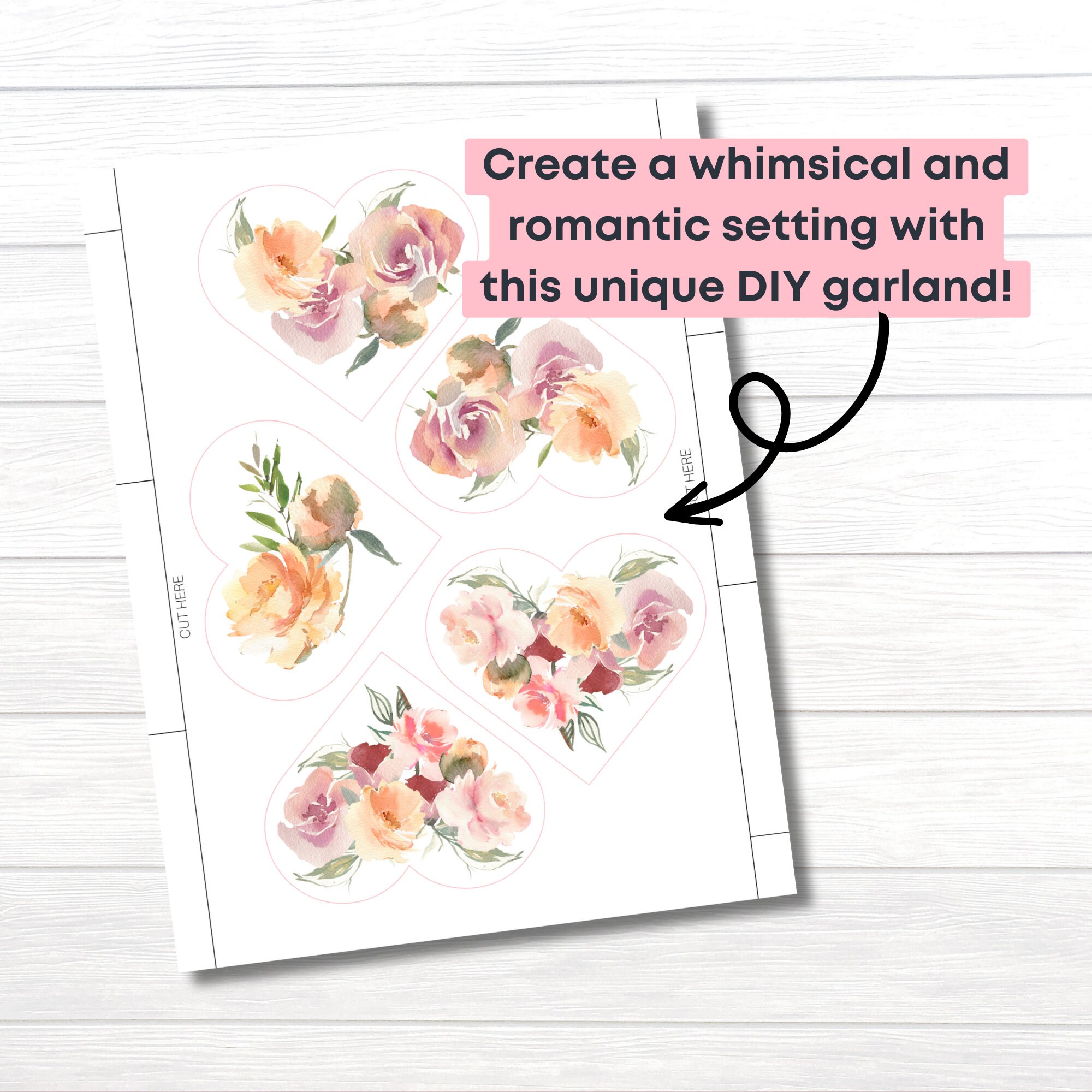 DIY Book Page Heart Garland Printable | Vintage Valentines Bunting ...