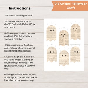 DIY Book Page Ghost Garland Printable | Vintage Bookpage Ghost Bunting ...