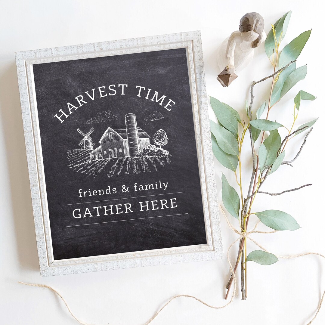 Harvest Time Chalkboard Fall Sign Printable Wall Art Farmers Market ...