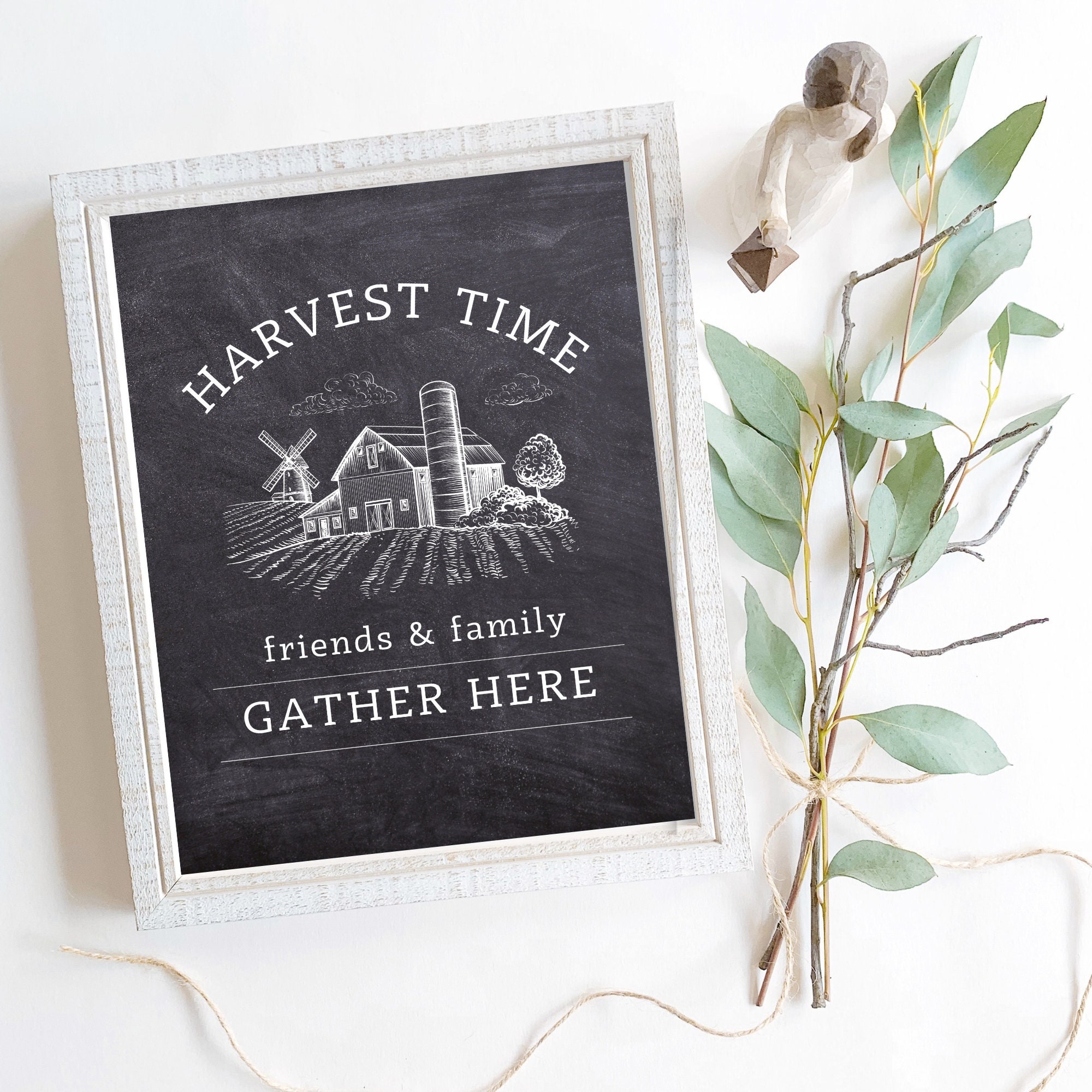 Harvest Time Chalkboard Fall Sign Printable Wall Art Farmers Market ...