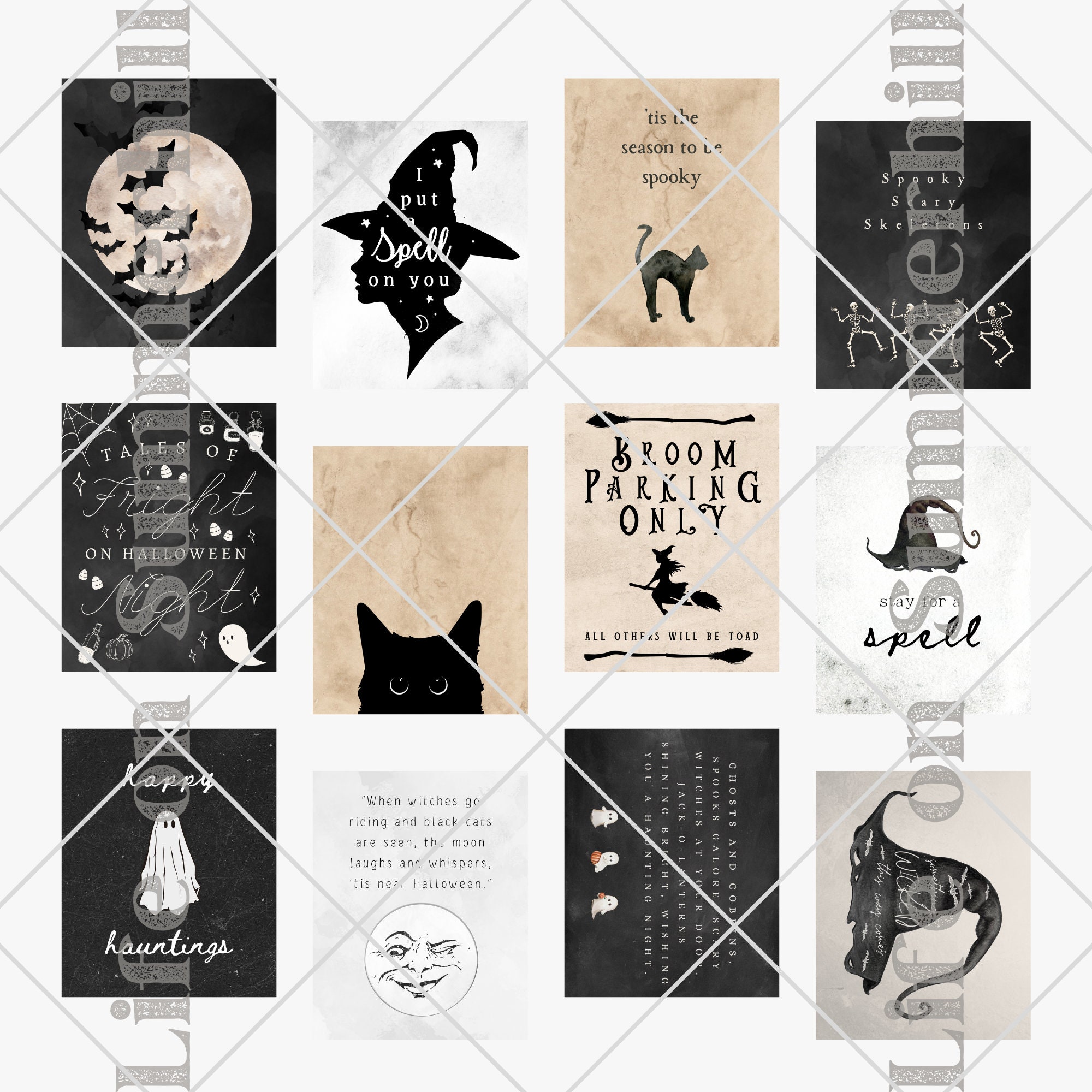 Printable Halloween Wall Art Set of 12 Halloween Artwork Mega - Etsy