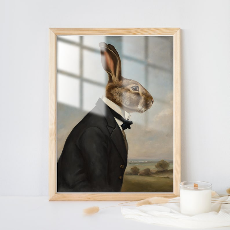 Anthropomorphic Rabbit Painting, Set of 5 Apprentice Bunny Wall Art ...