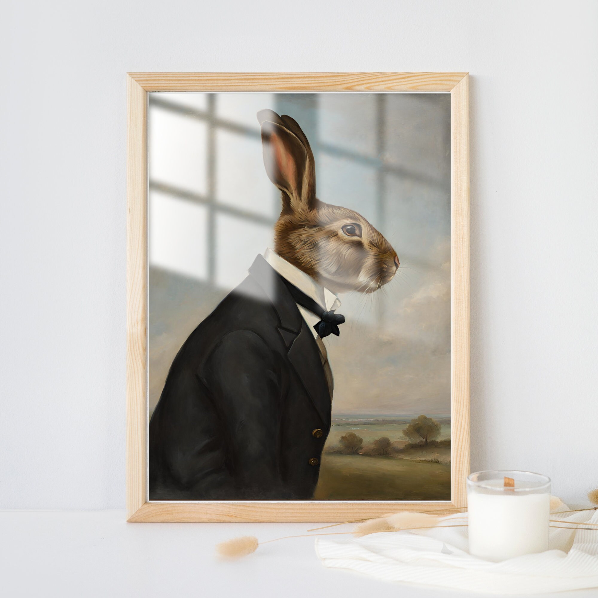 Anthropomorphic Rabbit Painting, Set of 5 Apprentice Bunny Wall Art ...
