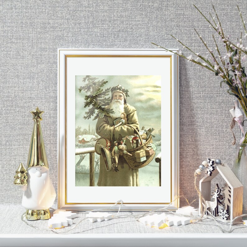 Vintage Victorian Santa Christmas Wall Art Digital Download 19th ...