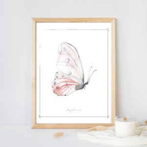Pink Butterfly Side Profile Watercolor Wall Art Digital Printable ...