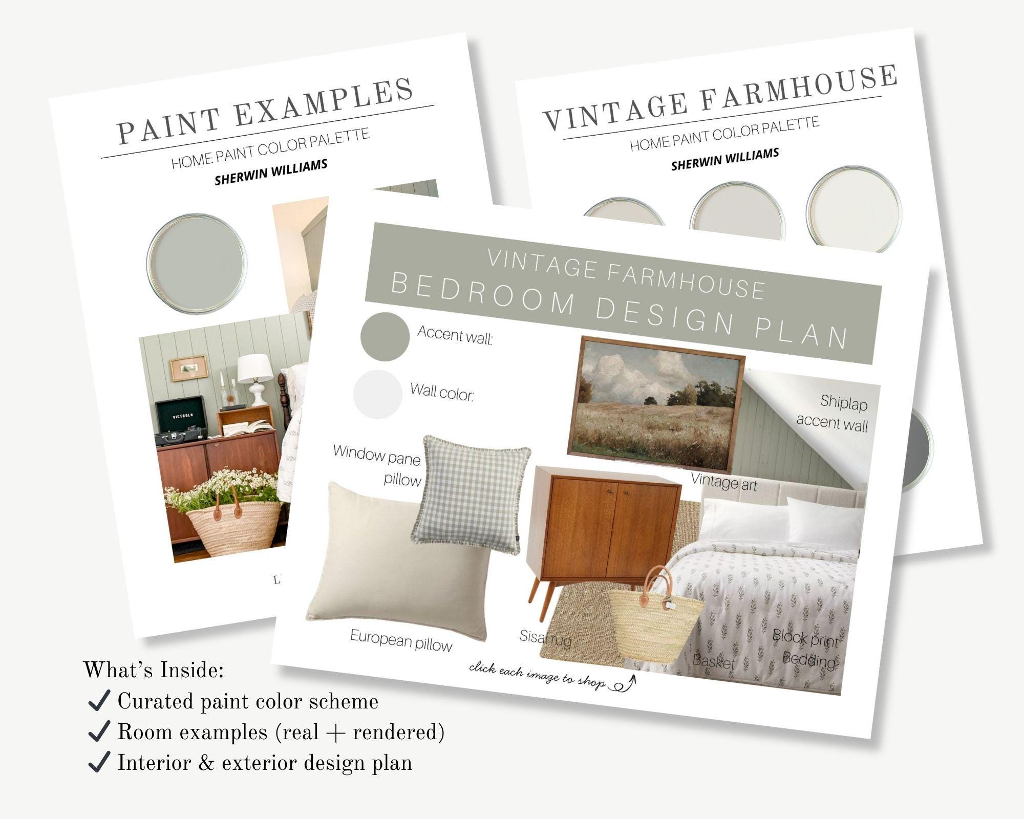 Vintage Farmhouse Paint Palette and Guide Printable, Sherwin Williams ...