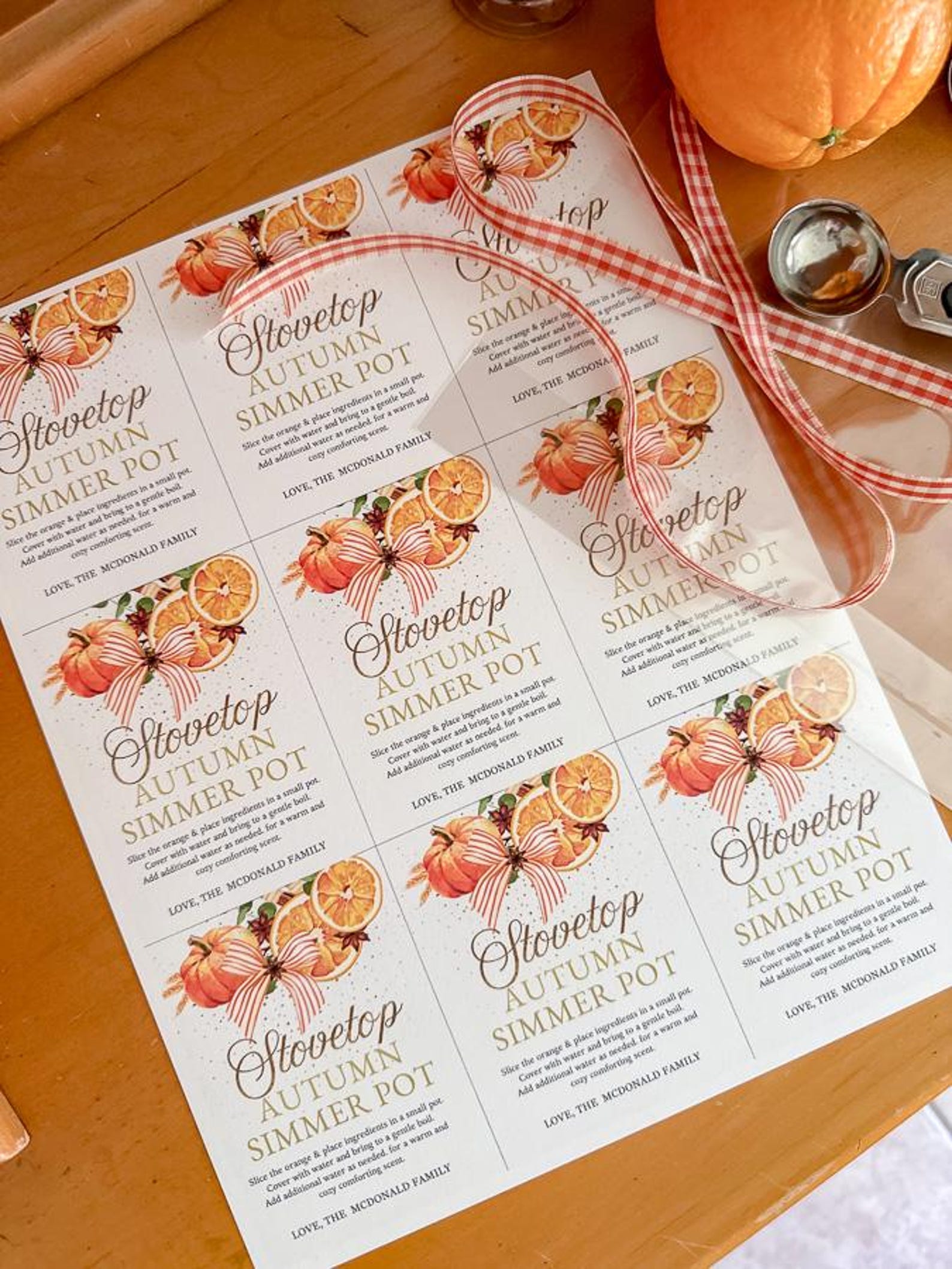 Editable PDF Autumn Simmer Pot Gift Tags, Fall Simmering Pot Labels ...