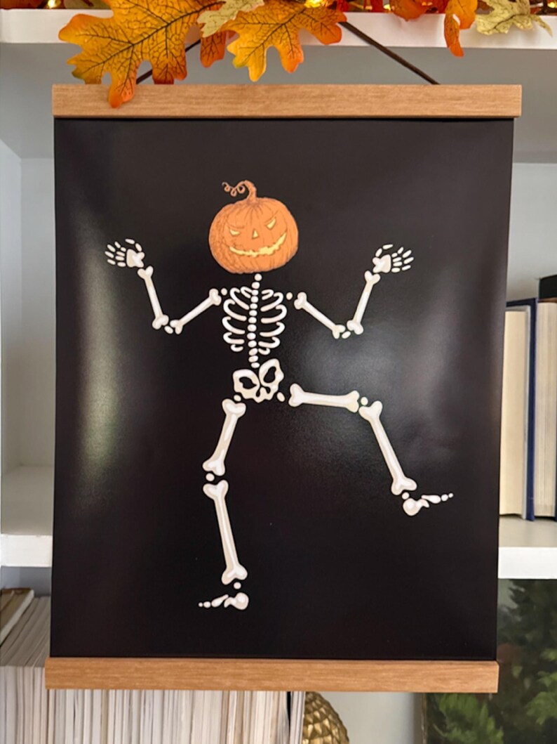 Skeleton Pumpkin Spooky Halloween Printable Wall Art Digital Download ...