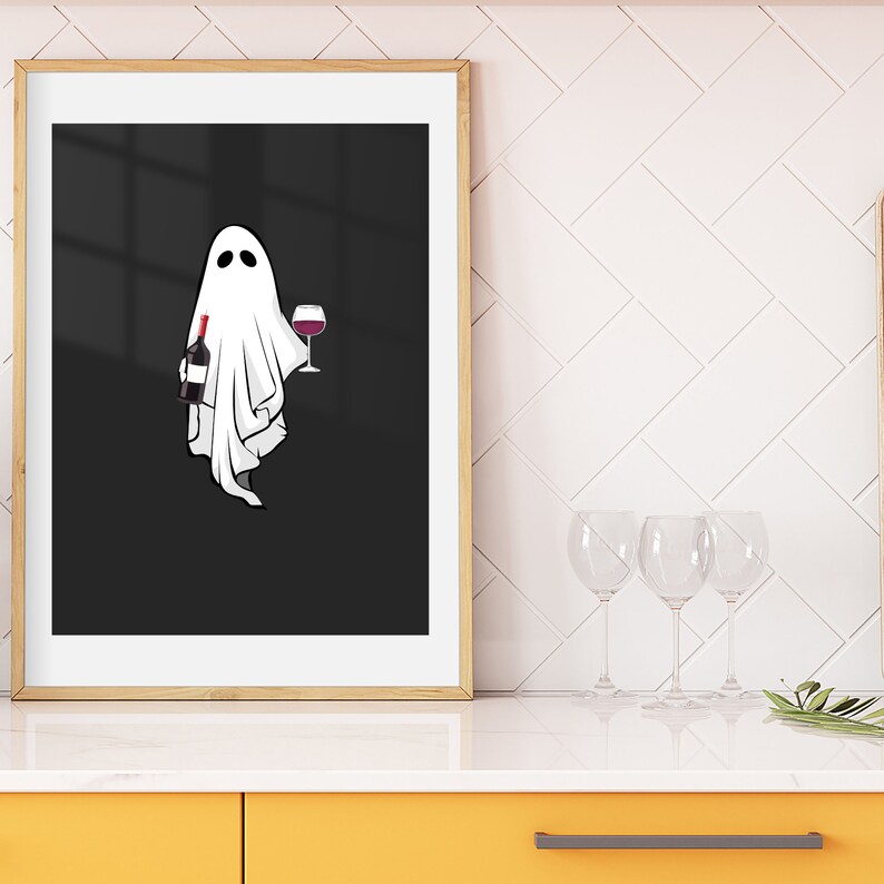 Elegant Ghost Wine Wall Art Printable | Vintage Ghost Wine Poster ...
