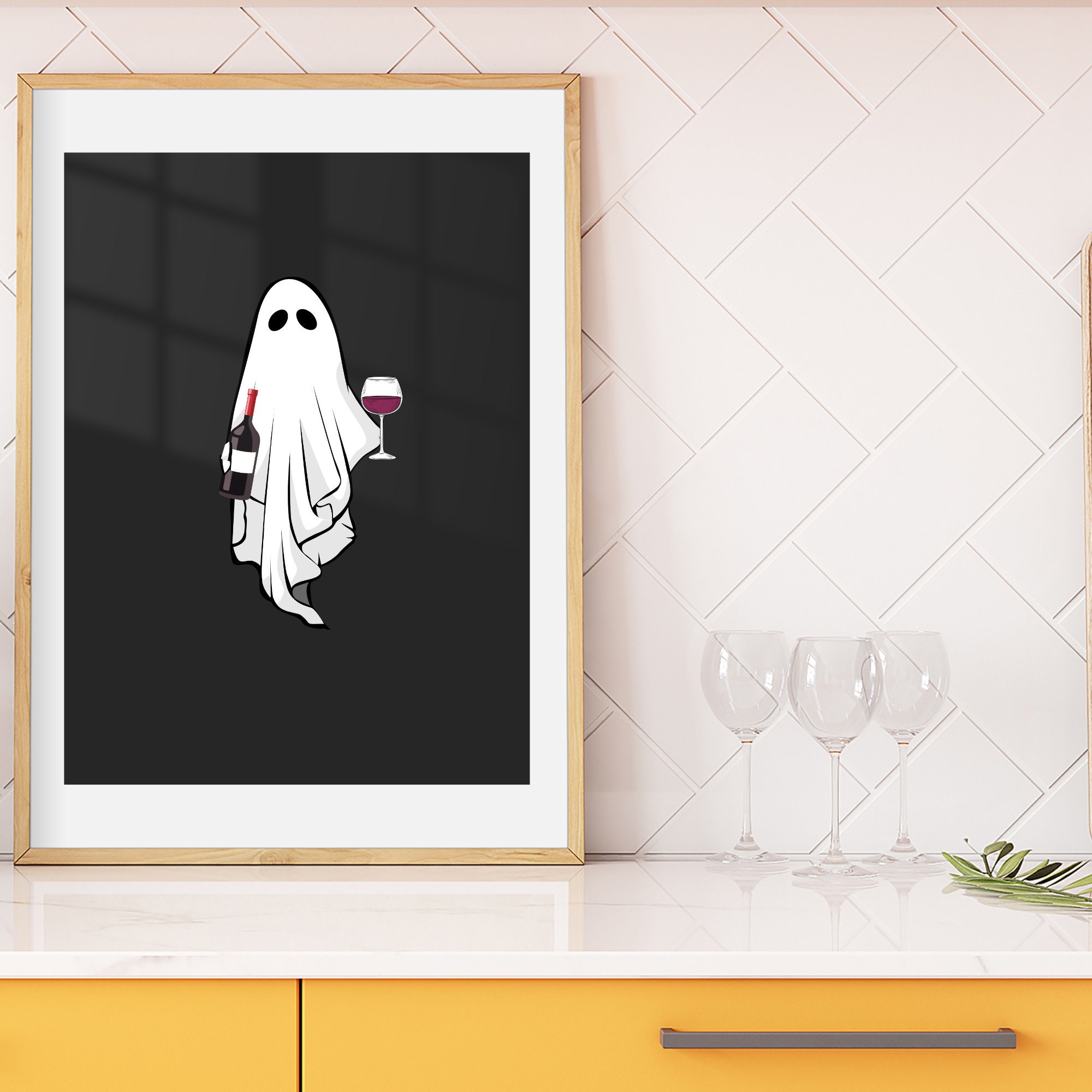 Elegant Ghost Wine Wall Art Printable | Vintage Ghost Wine Poster ...
