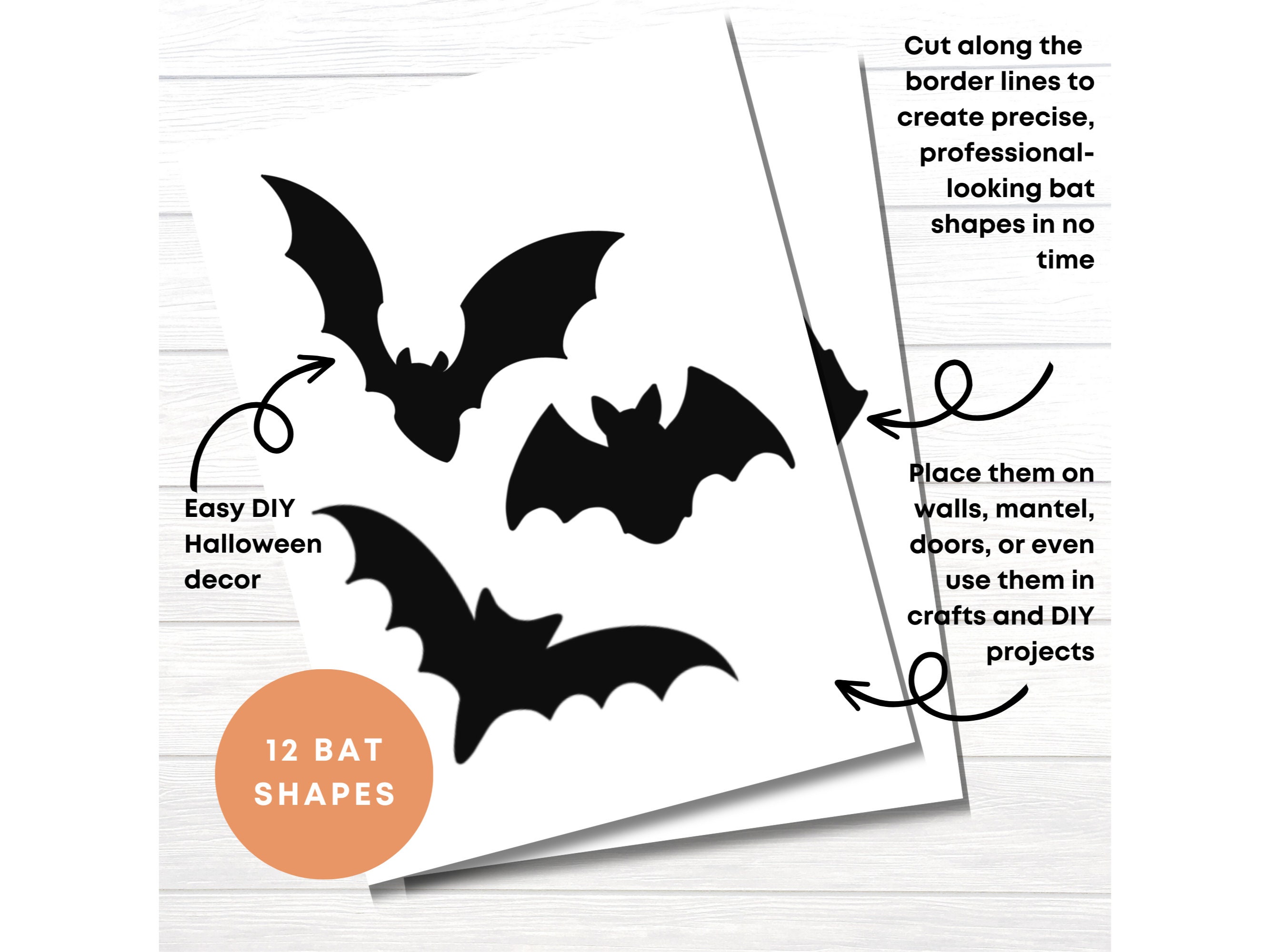 Bats Silhouette Cutouts Black Paper Bat Wall Hangings Easy Halloween ...