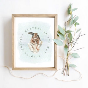 Hippity Hoppity Easter's on Its Way Watercolor Bunny Rabbit Nursery ...
