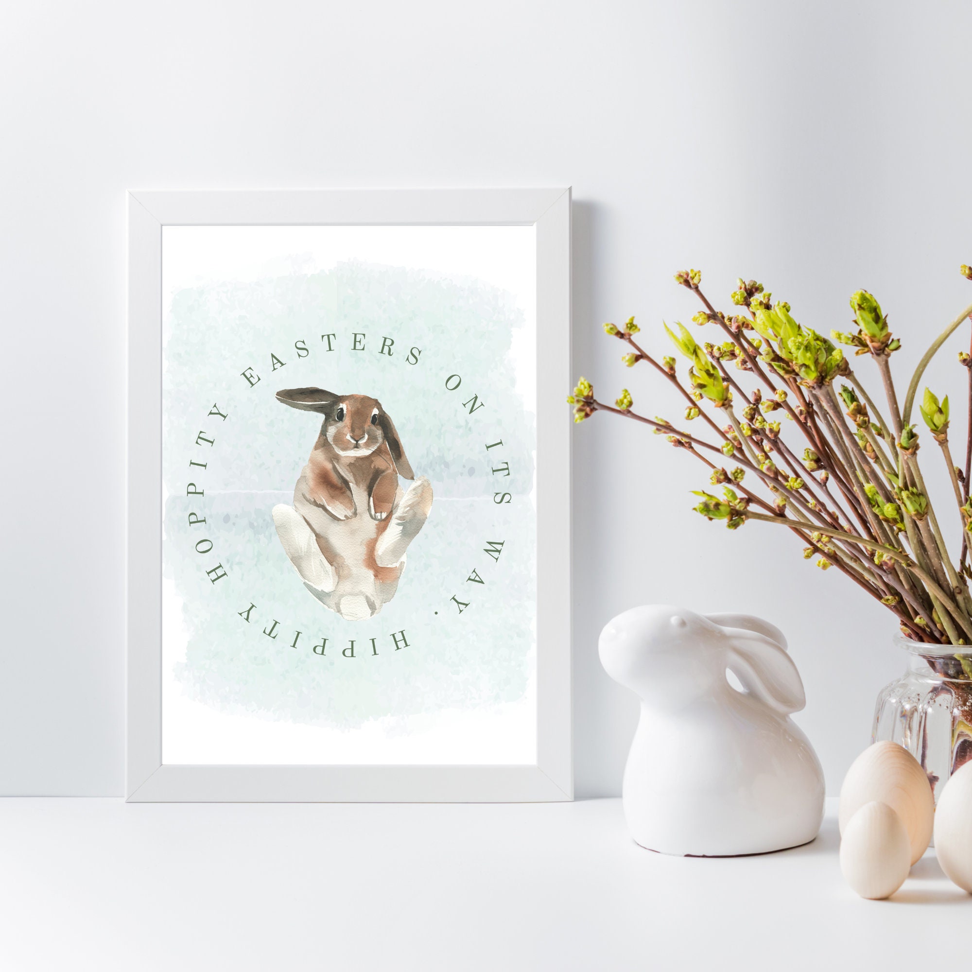 Hippity Hoppity Easter's on Its Way Watercolor Bunny Rabbit Nursery ...