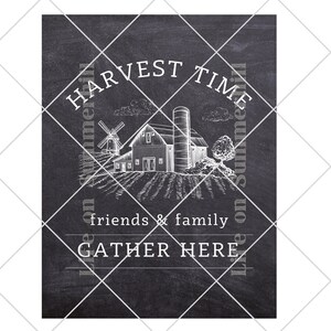 Harvest Time Chalkboard Fall Sign Printable Wall Art Farmers Market ...