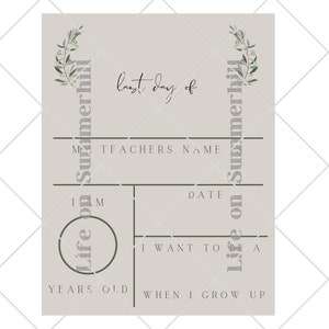 Set of 3 Last Day of School Sign Printable Minimalist Gender Neutral ...