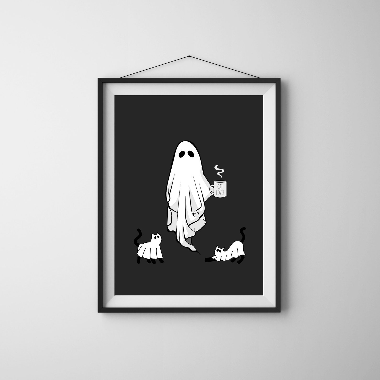 Cat Lover Ghost Printable Wall Art Decor Halloween Ghost and Cats ...