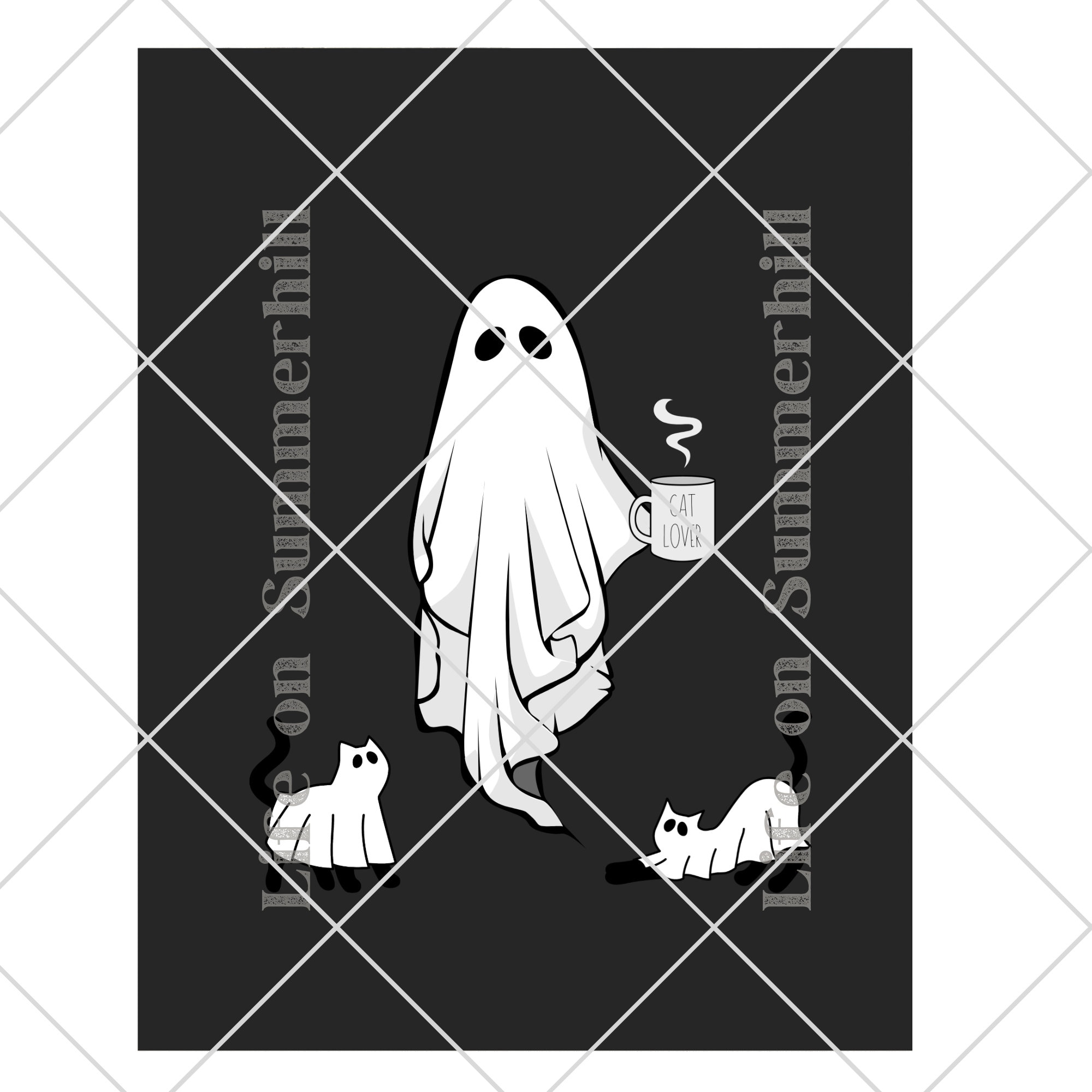 Cat Lover Ghost Printable Wall Art Decor Halloween Ghost and Cats ...