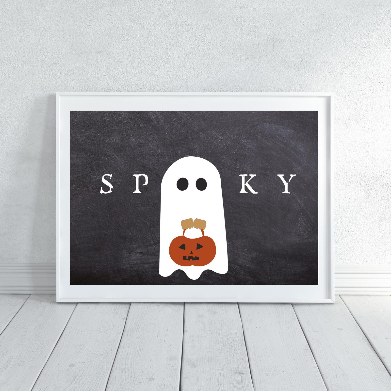Halloween Artwork Spooky Cute Ghost Trick or Treat Art Print Landscape ...