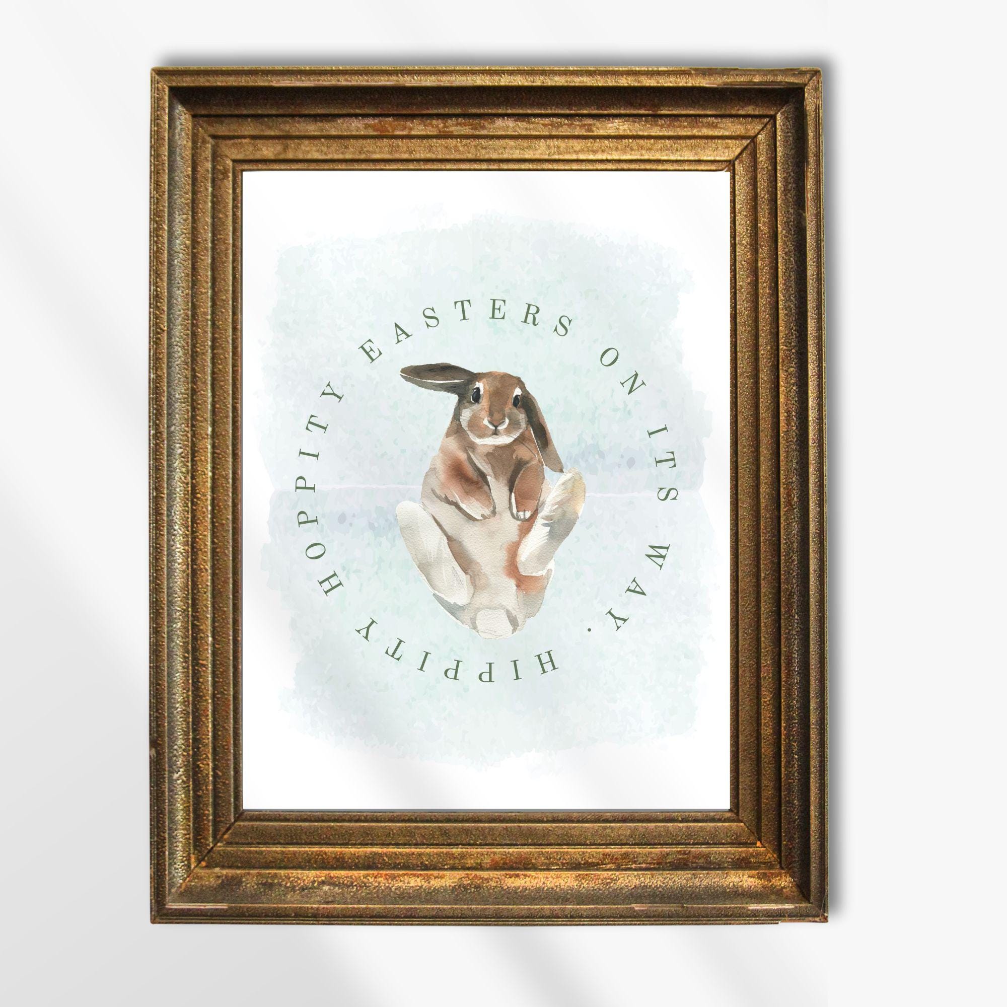 Hippity Hoppity Easter's on Its Way Watercolor Bunny Rabbit Nursery ...
