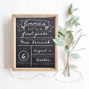 Chalkboard First Day of School Sign Printable | Back to School Reusable ...