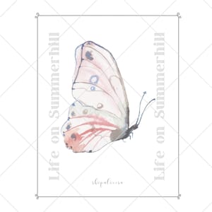 Pink Butterfly Side Profile Watercolor Wall Art Digital Printable ...