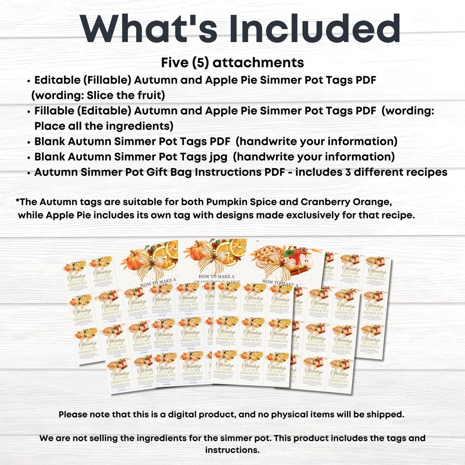 Editable PDF Autumn Simmer Pot Gift Tags, Fall Simmering Pot Labels ...