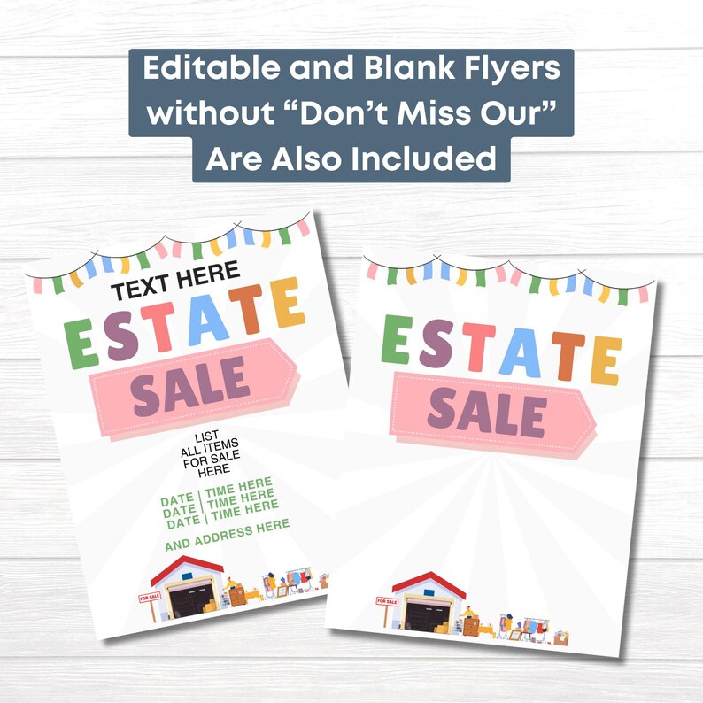 Editable Estate Sale Flyer Template | Moving Out Sale Sign Customizable ...