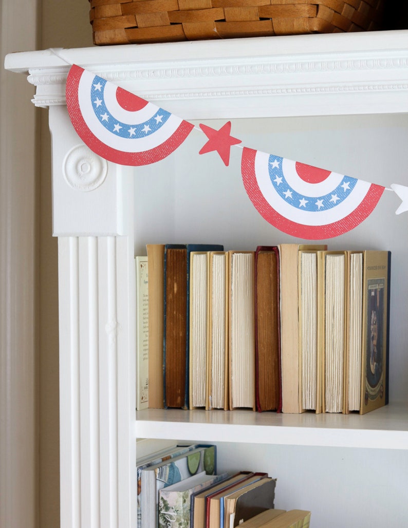 DIY Patriotic Garland Printable | 4th of July Banner Decor | Retro ...