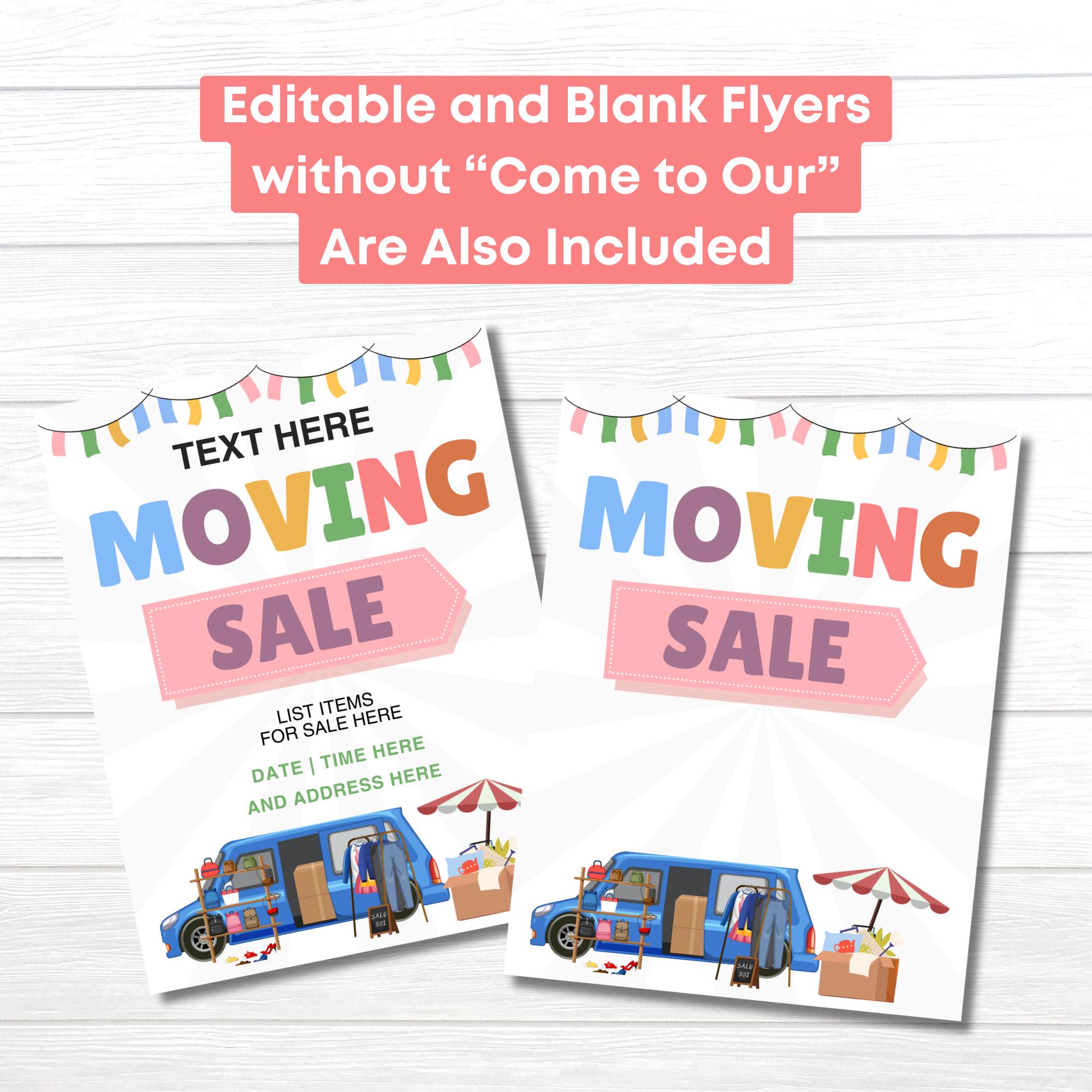 Editable Moving Sale Flyer Template | Neighborhood Yard Sale Sign ...