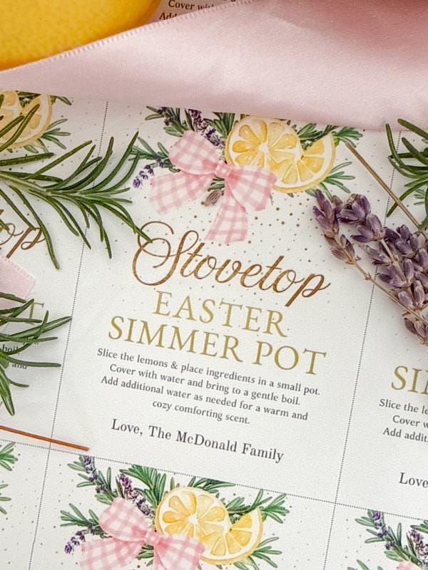 Editable PDF Easter Simmer Pot Gift Tags, Holiday Stovetop Fragrance ...