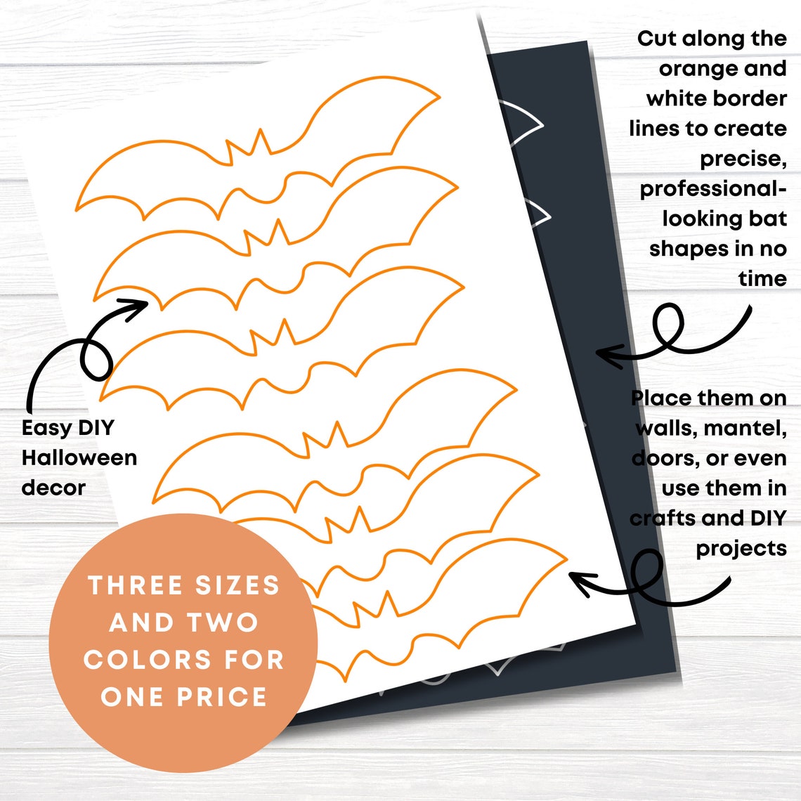 Bat Cutouts Printable Decor Paper Bats Wall Hangings - Etsy