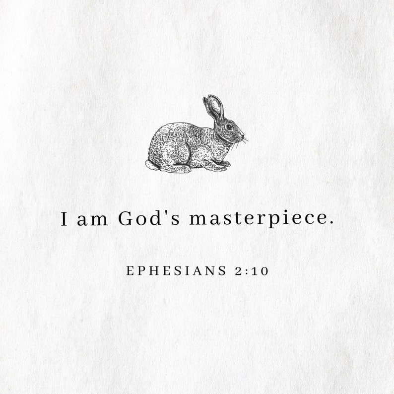 Bunny Vintage Illustration Print Spiritual Bible Verse | Etsy