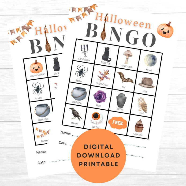 Halloween Bingo Printable Halloween Bingo Cards Game All Saints' Eve ...