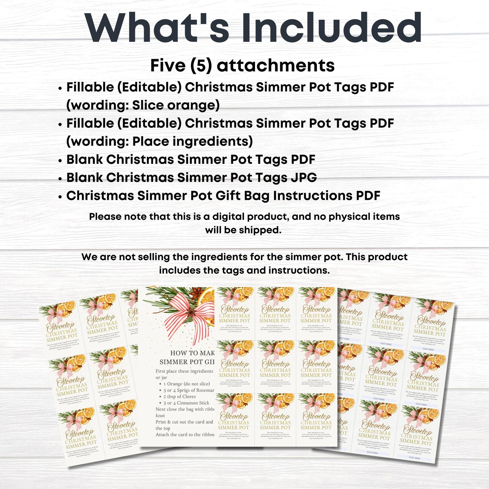 Editable PDF Christmas Simmer Pot Gift Tags, Simmering Pot Gift Tags ...