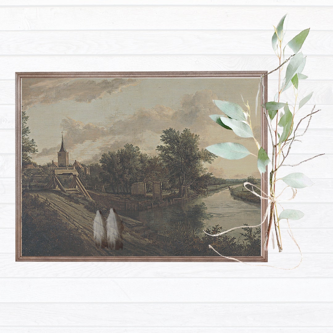 Ghost Printable Vintage Landscape Halloween Art Haunted Scene Halloween ...