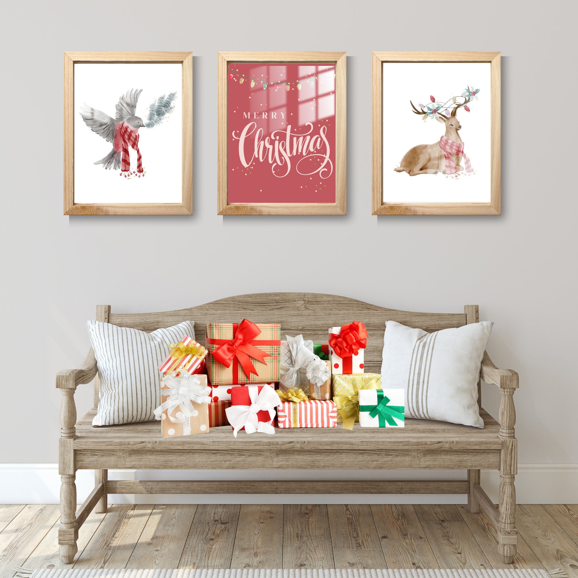 Christmas Printable Art Decor Set of 9 Holiday Mega Bundle Wall Art ...
