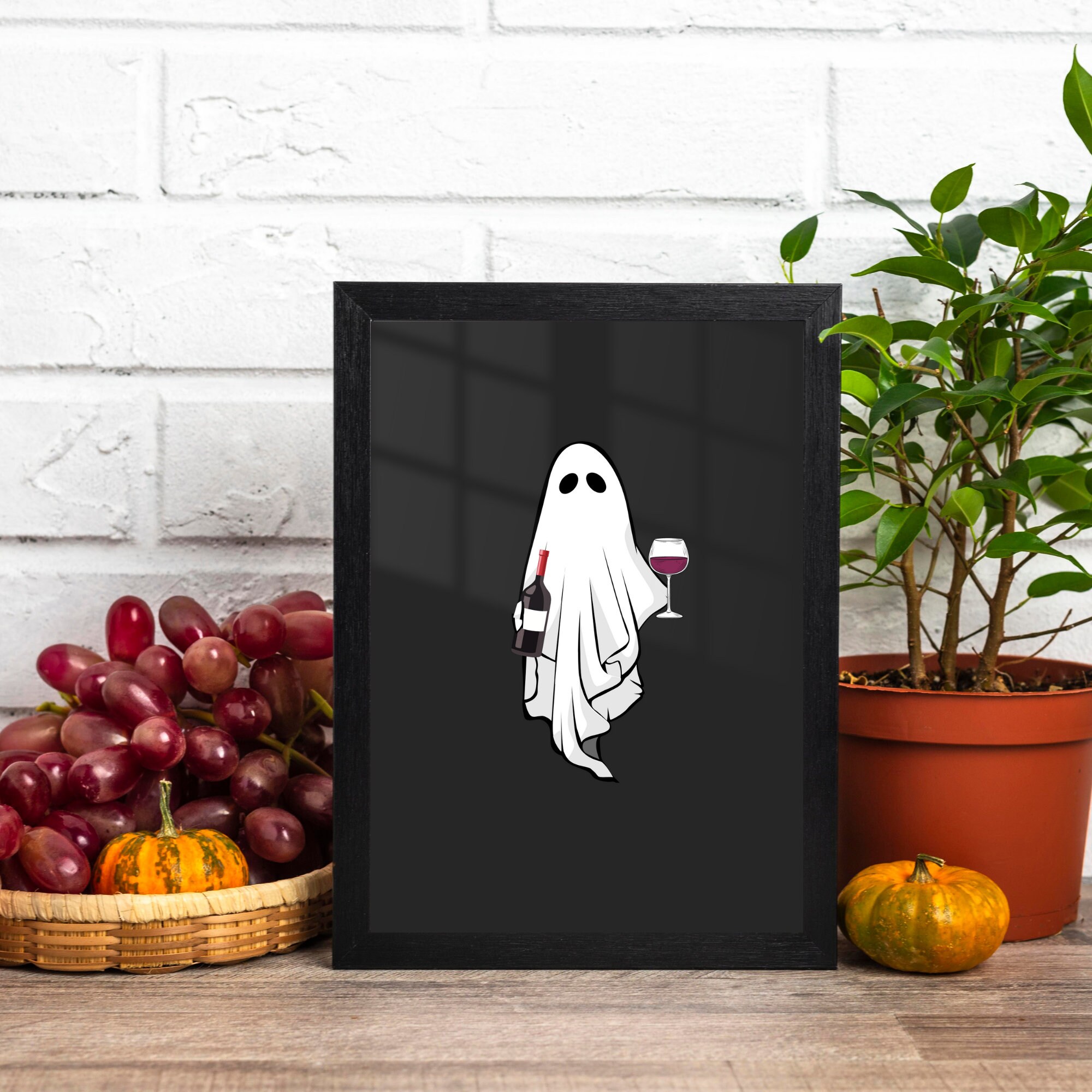Ghost Art Printable Bundle of 10 Halloween Gallery Wall Set Minimalist ...