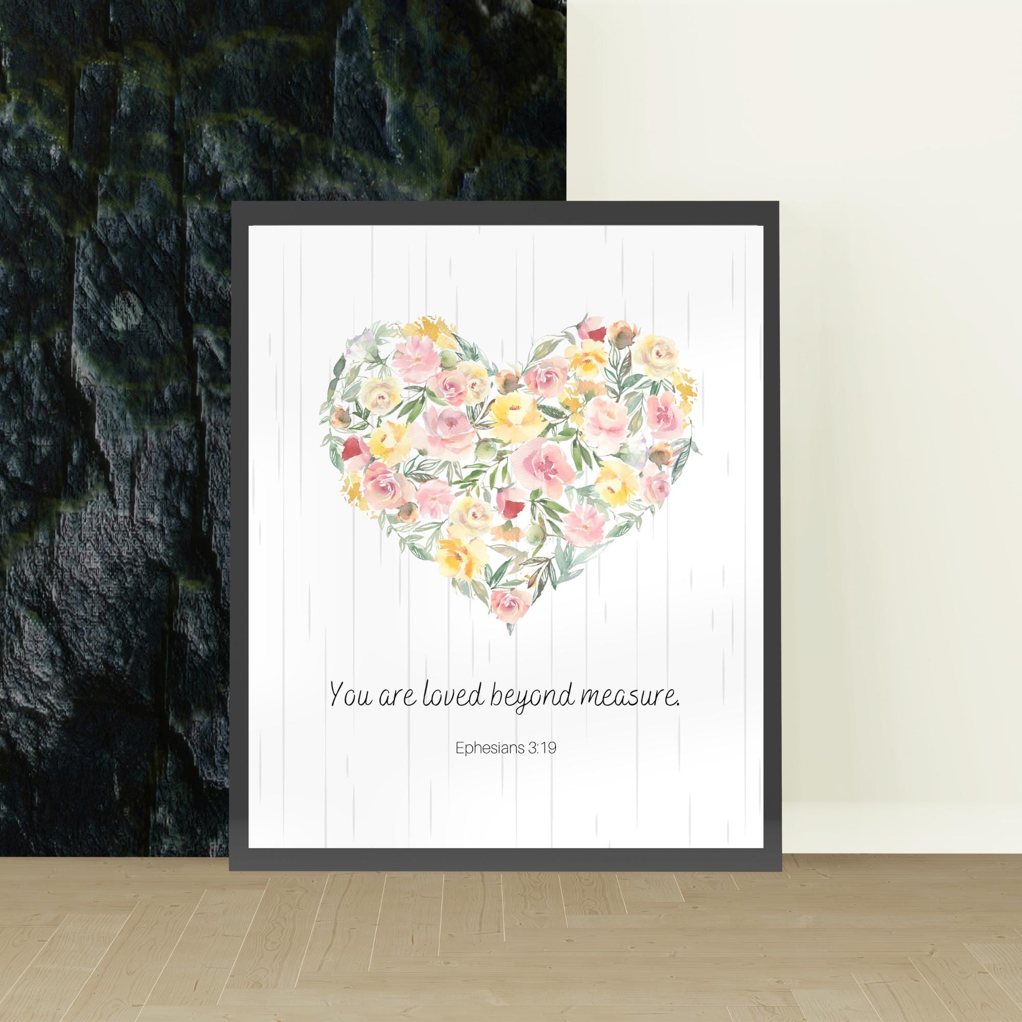 Floral Heart Watercolor Print Spiritual Bible Verse Scripture Quote ...